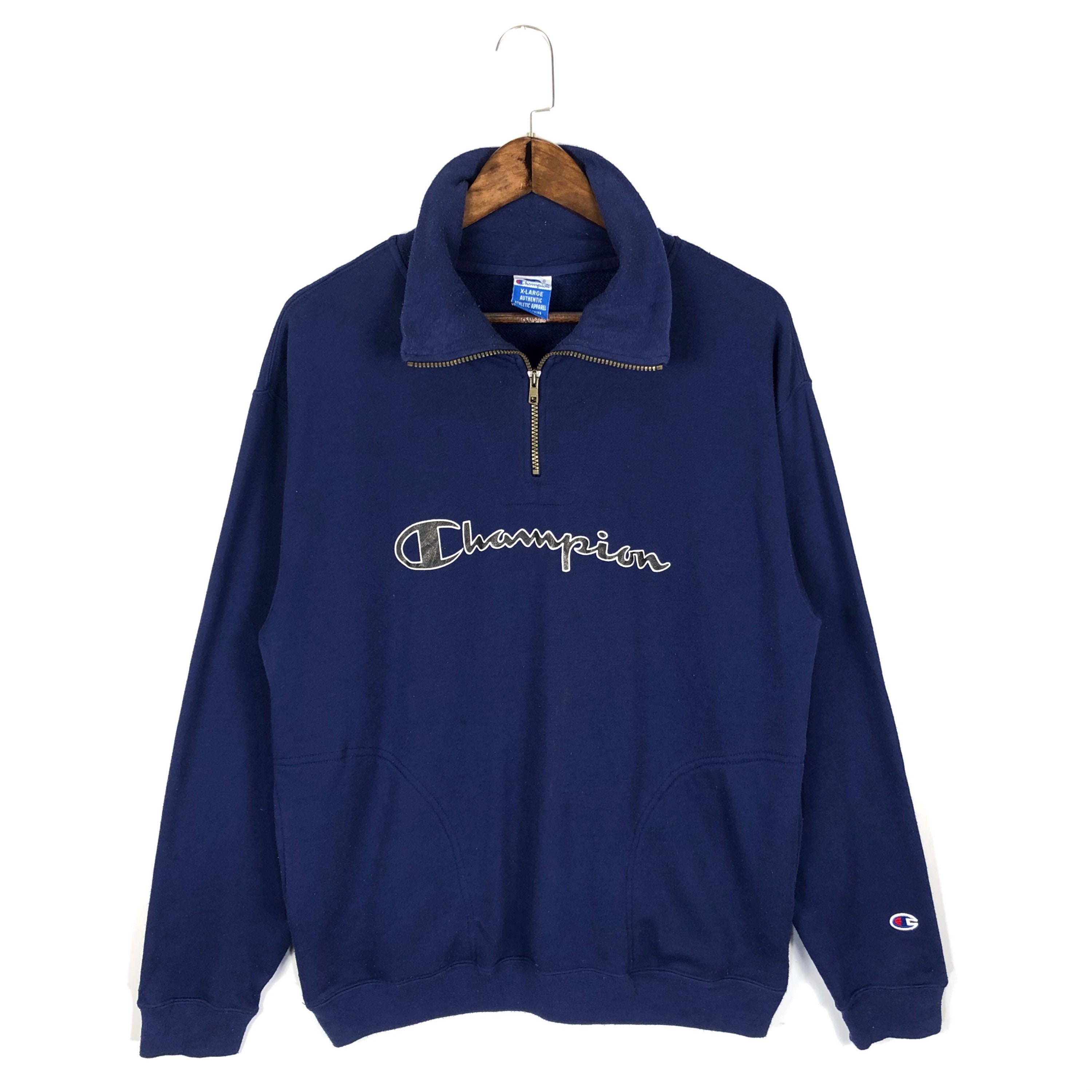 Vintage Champion Half Zip Pocket Sweatshirt Big Logo Vintage Champion Half Zip Pocket Sweatshirt Big Logo