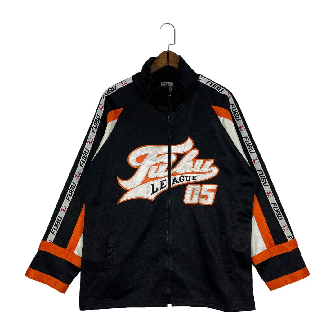 Vintage 90s FUBU Full Zip Sweater Big Logo Embroidery Hip Hop Clothing Era Trainer Jacket Made ...