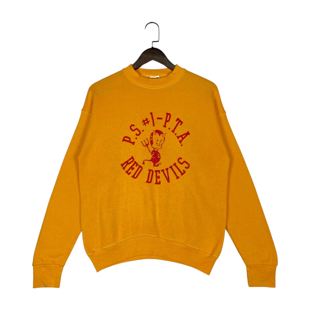 Vintage Deadstock 90s Red Devils Sweatshirt Crewneck Made in USA Yellow ...