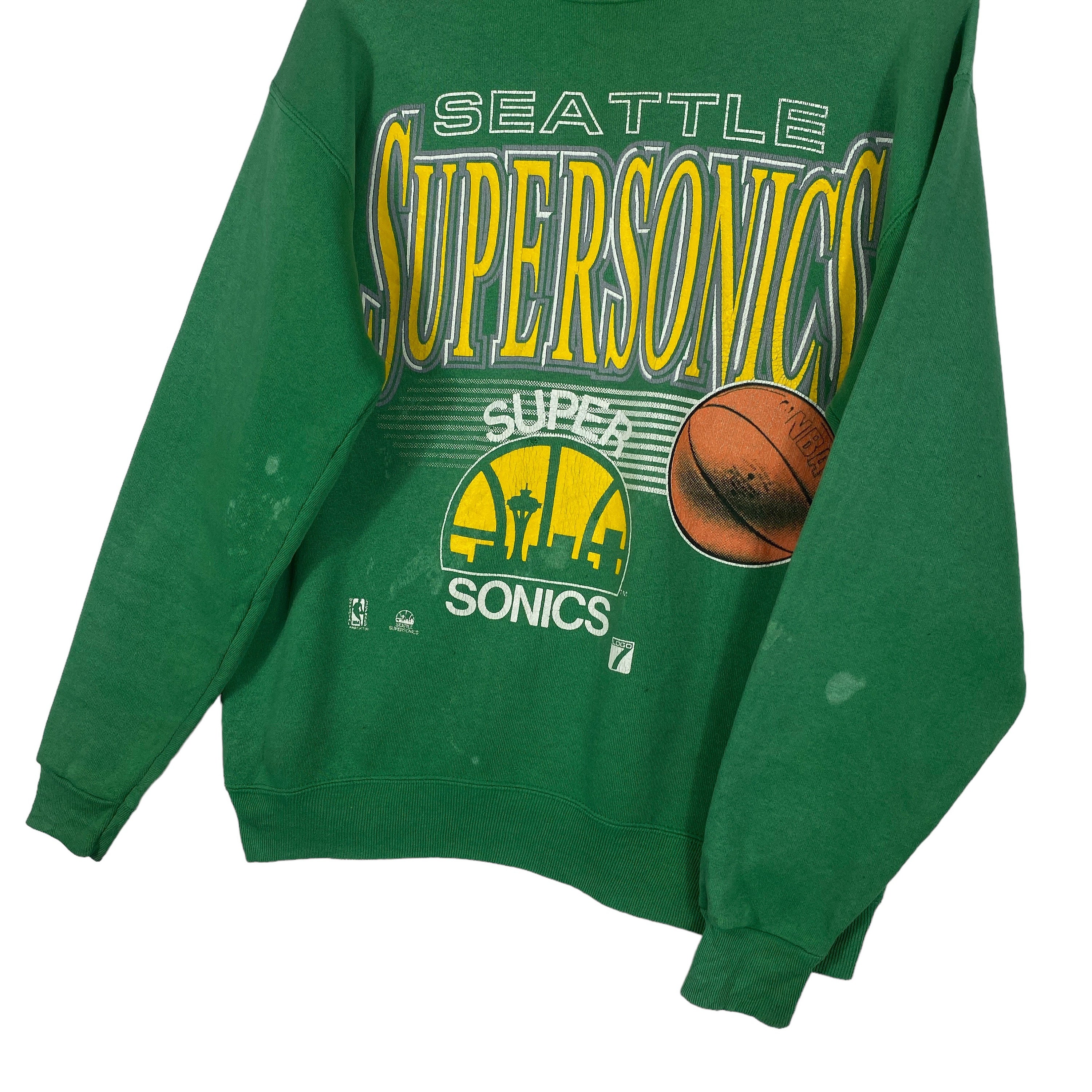 Vintage 90s Seattle Supersonics NBA Crewneck Sweatshirt Made in USA ...