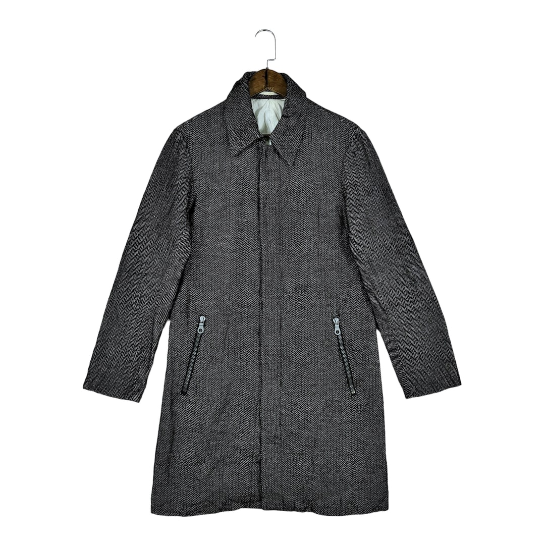 Vintage Kazuyuki Kumagai Attachment Tweed Long Jacket Snap Button Riri ...