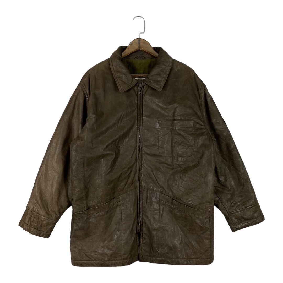 Vintage 80/90 Giorgio Armani Leather Jacker Brown Made in Italy Size 42 ...