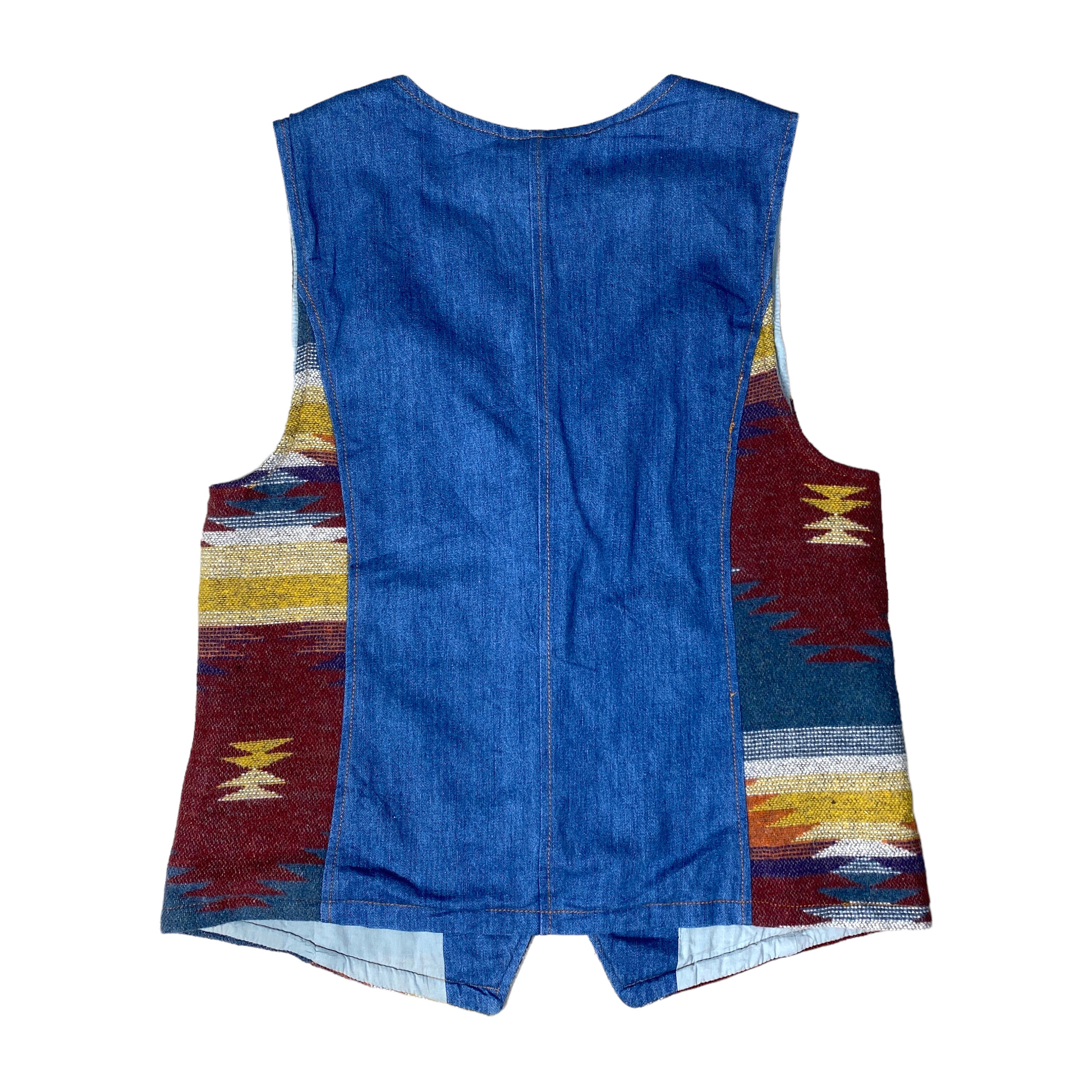 Vintage Titi Caca Chimayo Vest Denim Ortega Tribe Native Aztec ...