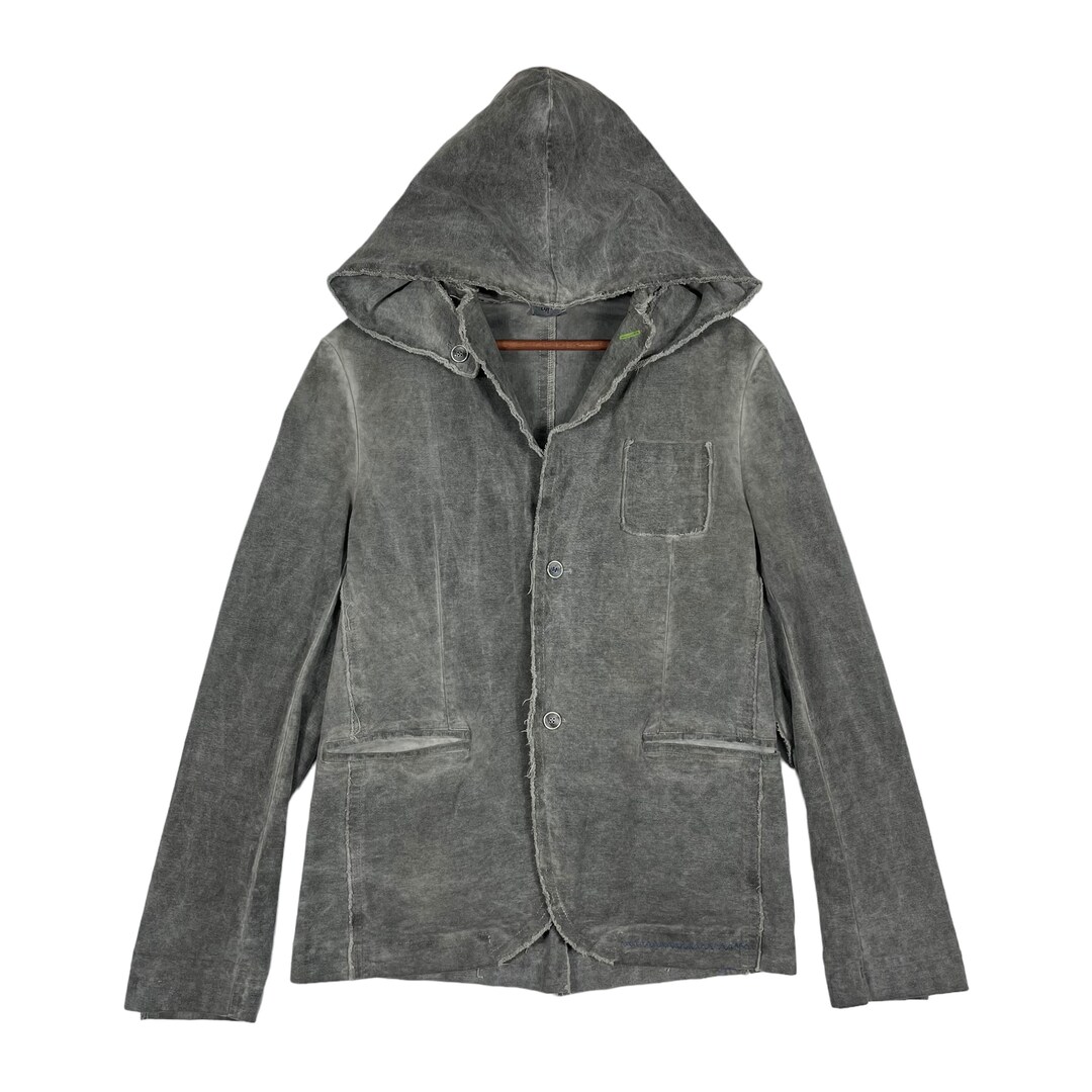 Vintage Loft 1 Stonewashed Grey Cotton Blazer Hoodie Jacket Made in Italy Size M - Etsy