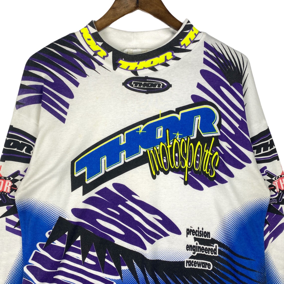 Vintage 90s Thor Motorsport All Over Print Long Sleeve Motocross T ...