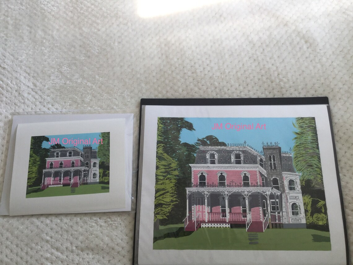 Pink Victorian House Signed Print - Etsy