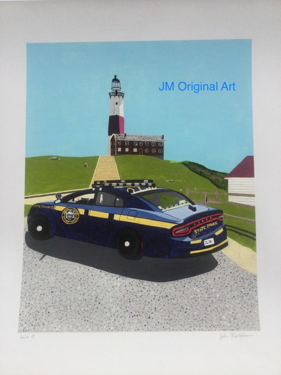 Police Car Patrolling Lighthouse Print | Etsy