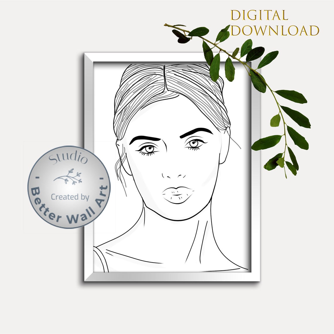 Girl Sketch, Original Print. Simple Line Drawing for Home Decor ...