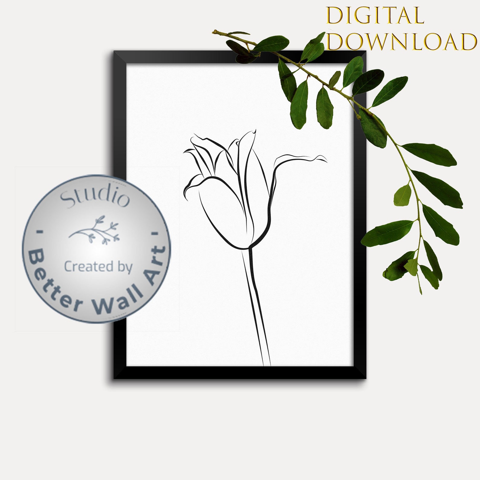 Pink Flower | Minimalist Line Art - Etsy