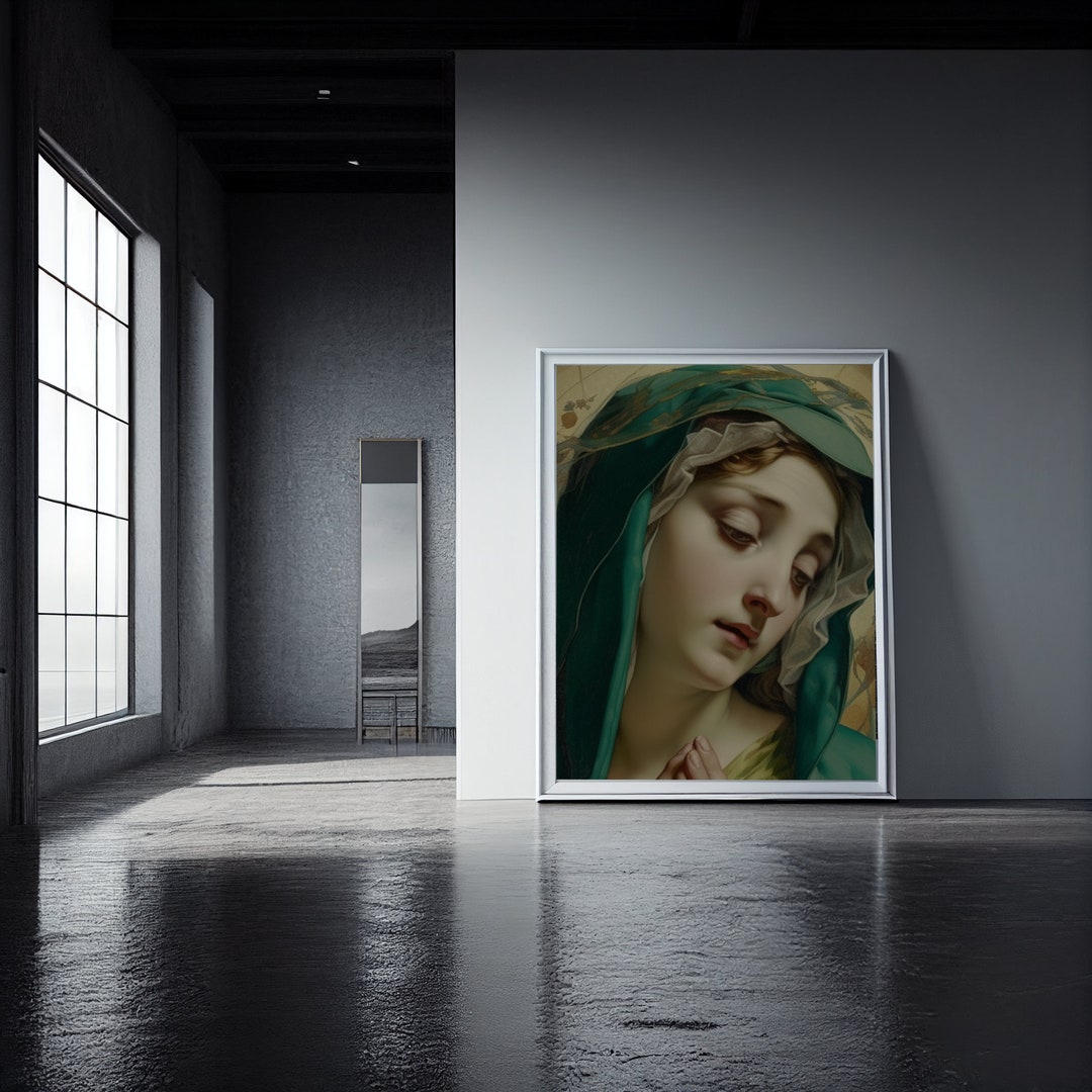 Catholic Virgin Mary Prayer Painting, Devotional Acrylic Art Our Lady ...