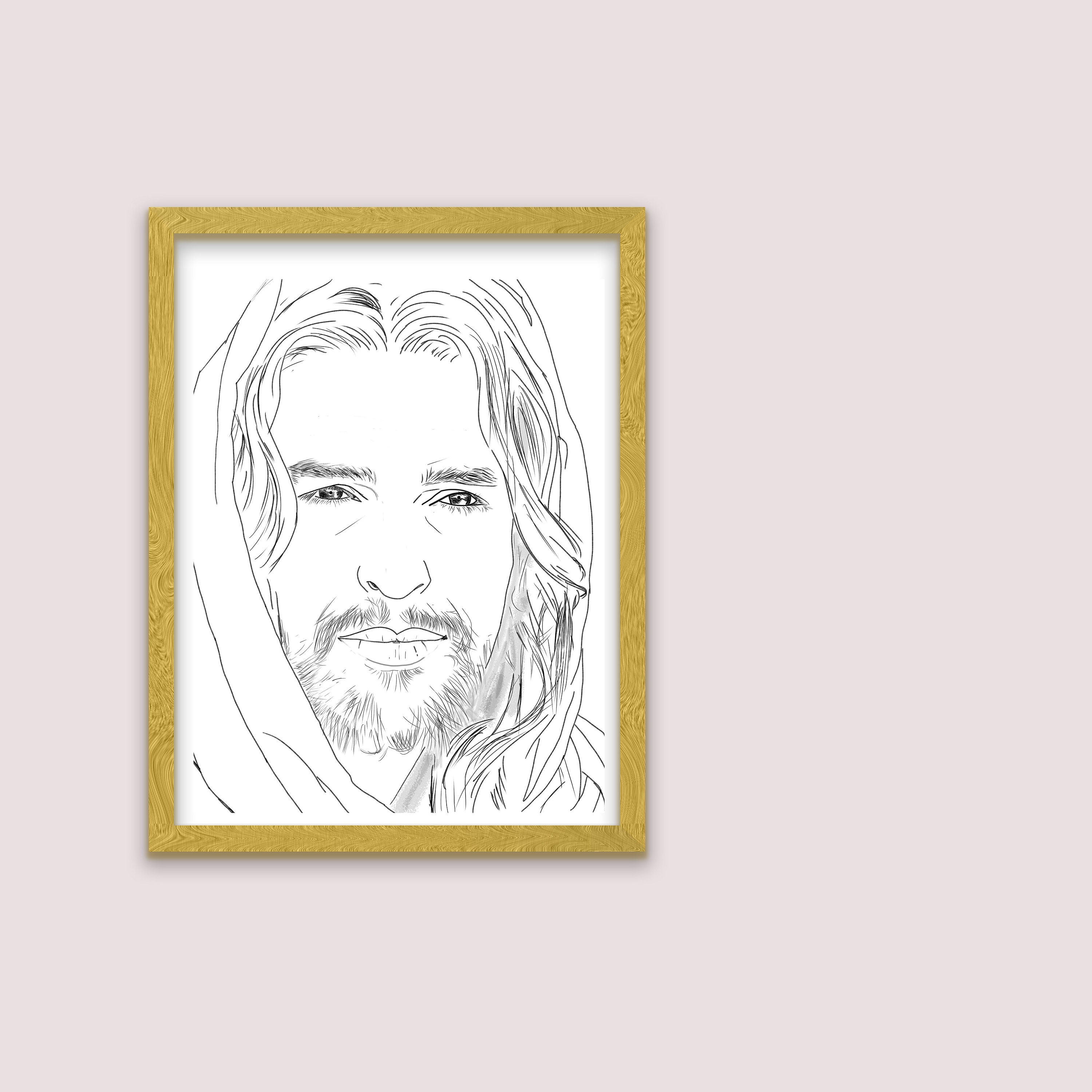 Jesus Simple Sketch, Original Svg Png Print, Pray Line Drawings ...