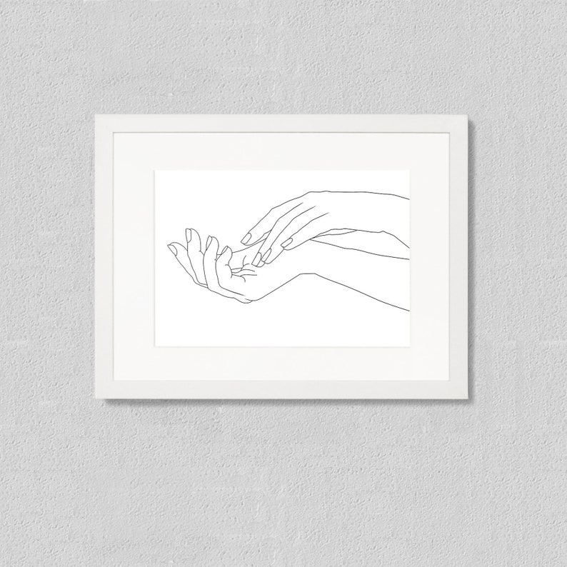 Hands, Extending, Minimalist Art, Receiving, Sketch, Drawing, Black and ...