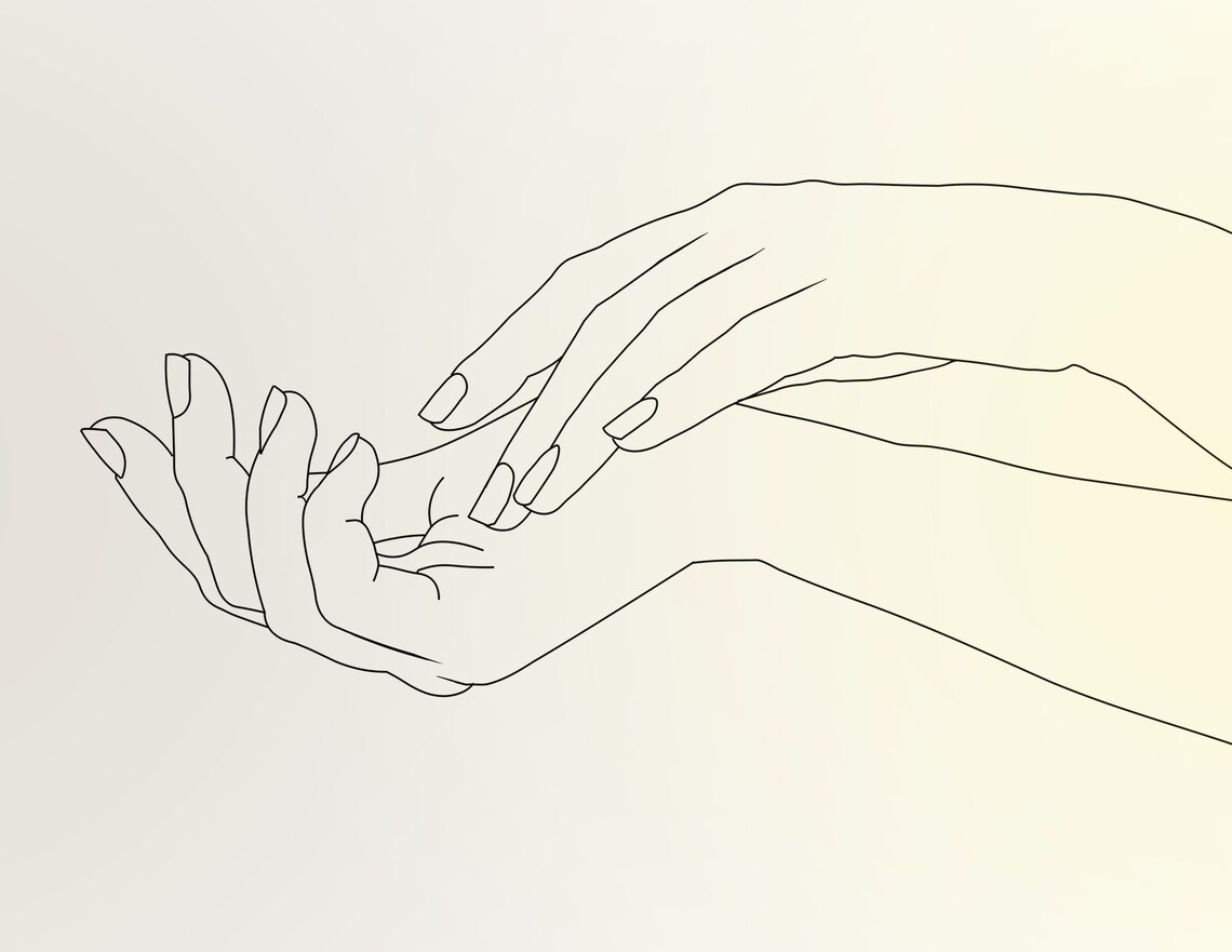 Hands, Extending, Minimalist Art, Receiving, Sketch, Drawing, Black and ...