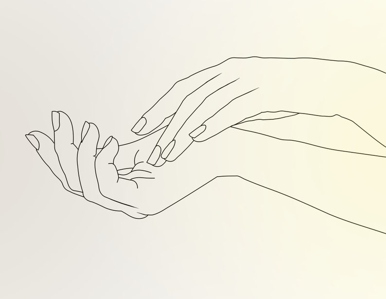 Hands, Extending, Minimalist Art, Receiving, Sketch, Drawing, Black and ...