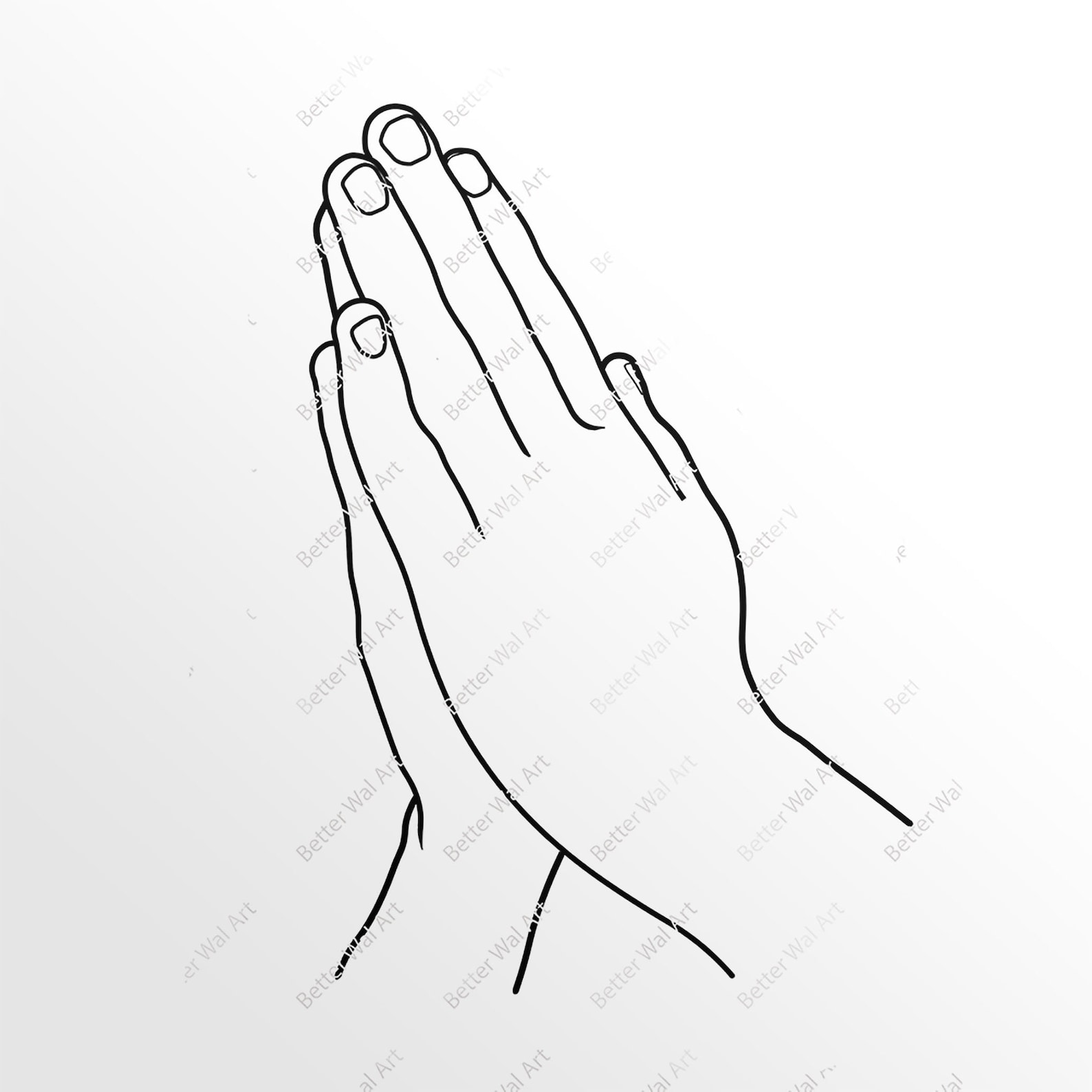 Peaceful Praying Hands Modern Line Art Print | Minimalist Printable Art ...