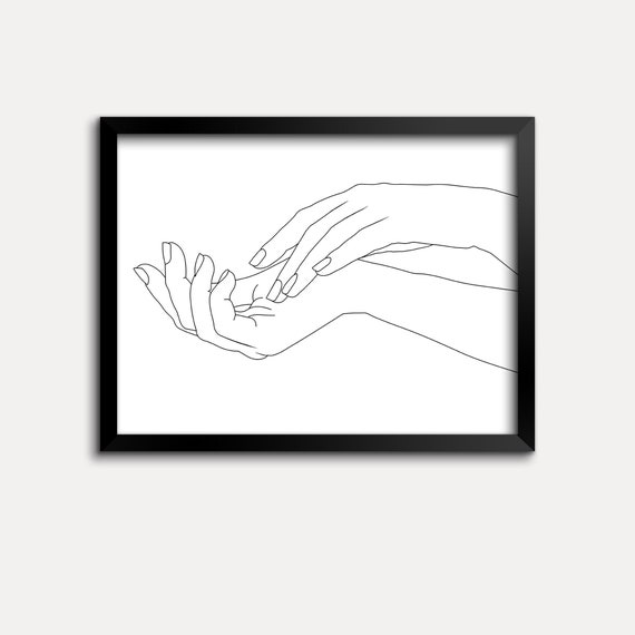 Hands Extending Minimalist Art Receiving Sketch Drawing - Etsy