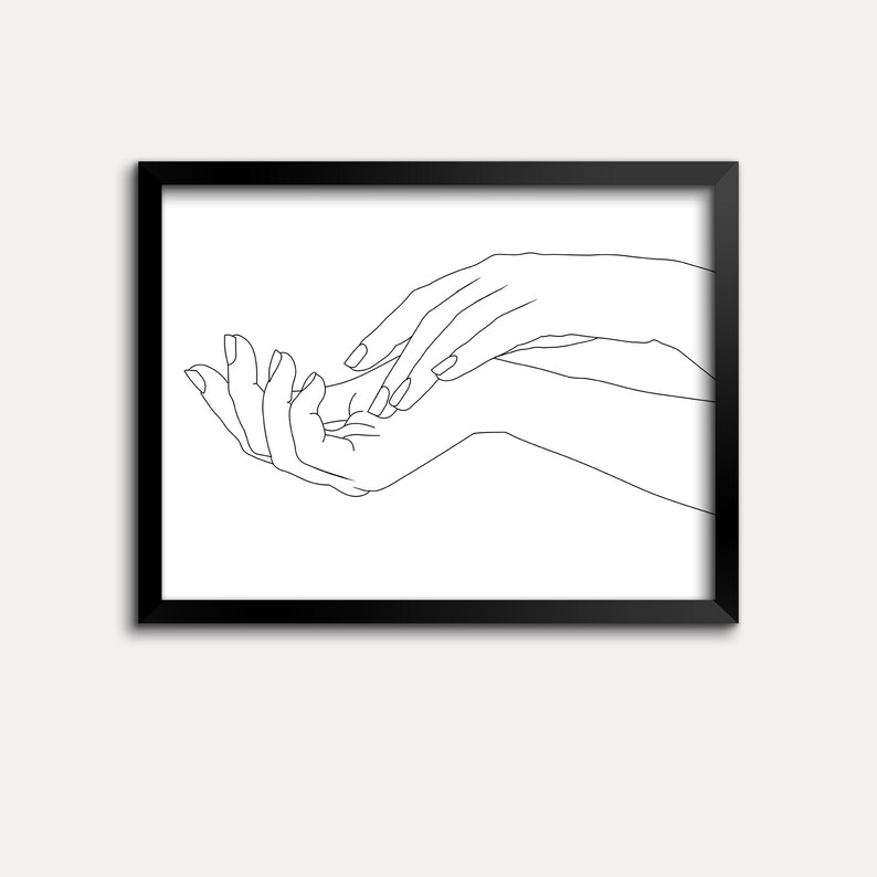 Hands, Extending, Minimalist Art, Receiving, Sketch, Drawing, Black and ...