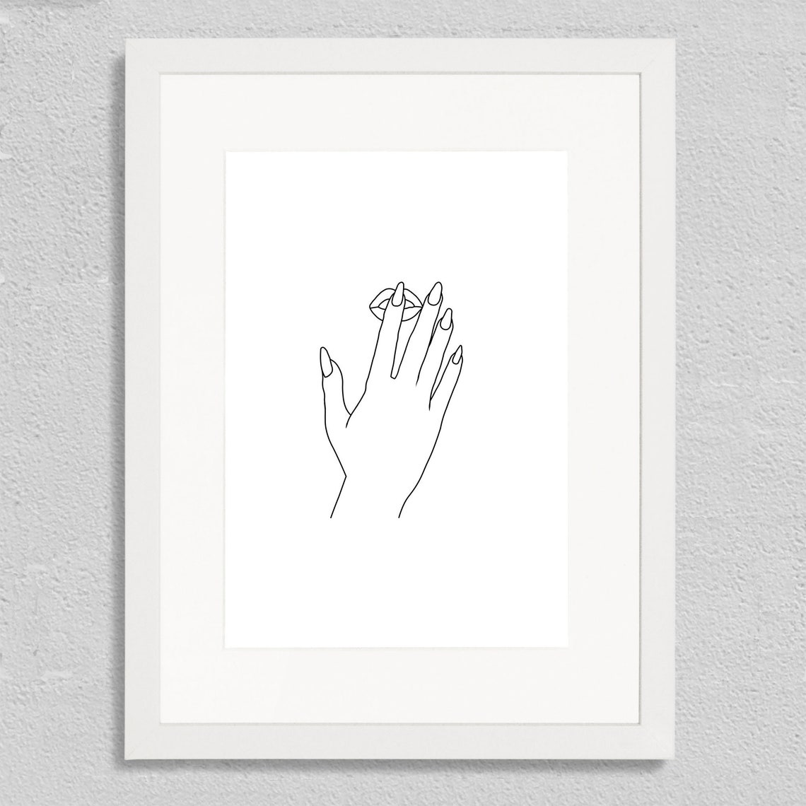 Hand Lips Print, Mouth, Fashion, Wall Art, Home Decor, Minimalistic Art ...