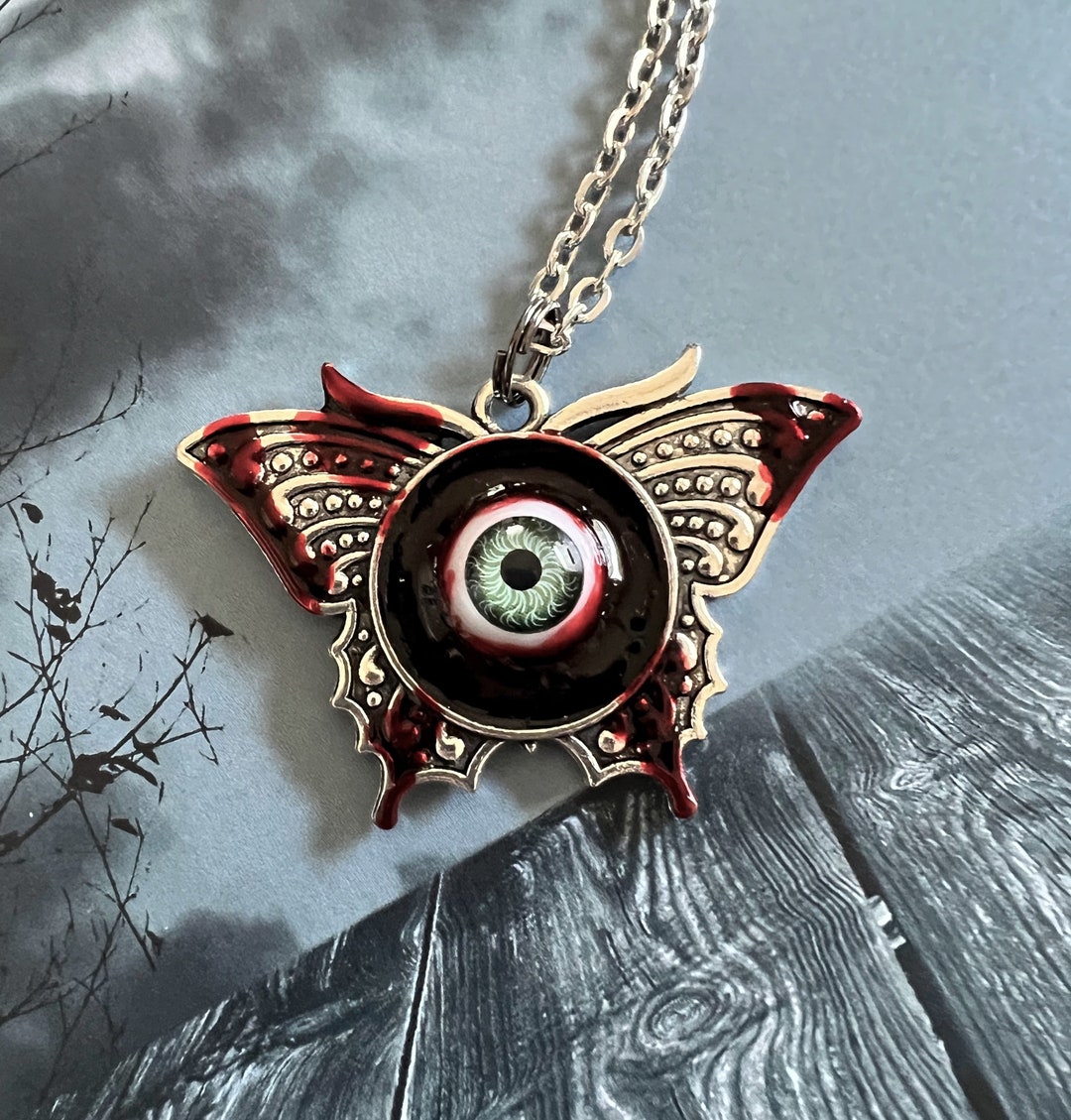 Butterfly Necklace, Horror Gifts, Eyeball Necklace, Bloody Eyeball ...