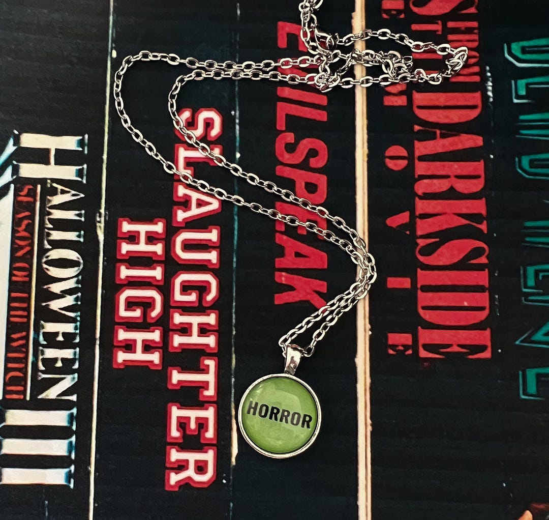 VHS Green Horror Sticker Necklace, Horror Jewelry, Retro Video Necklace ...