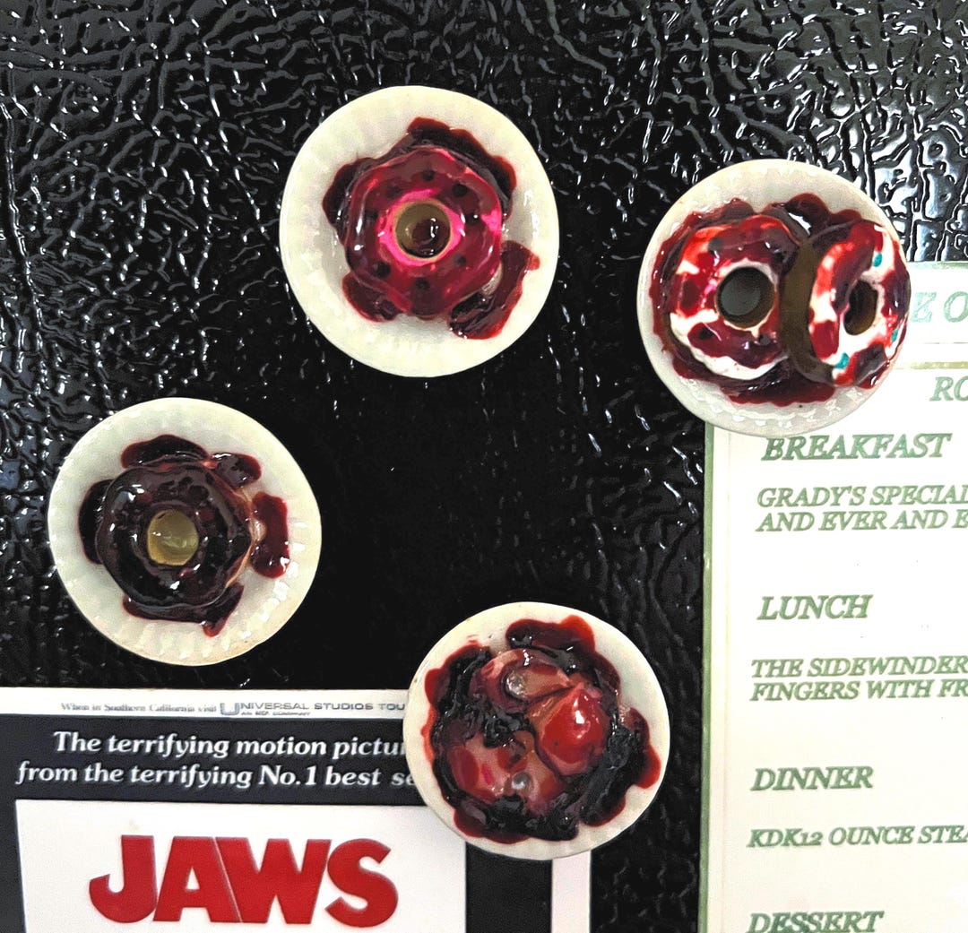 Set of Four Cannibalism Mini Food Plated Fridge Magnets: Bloody Horror ...