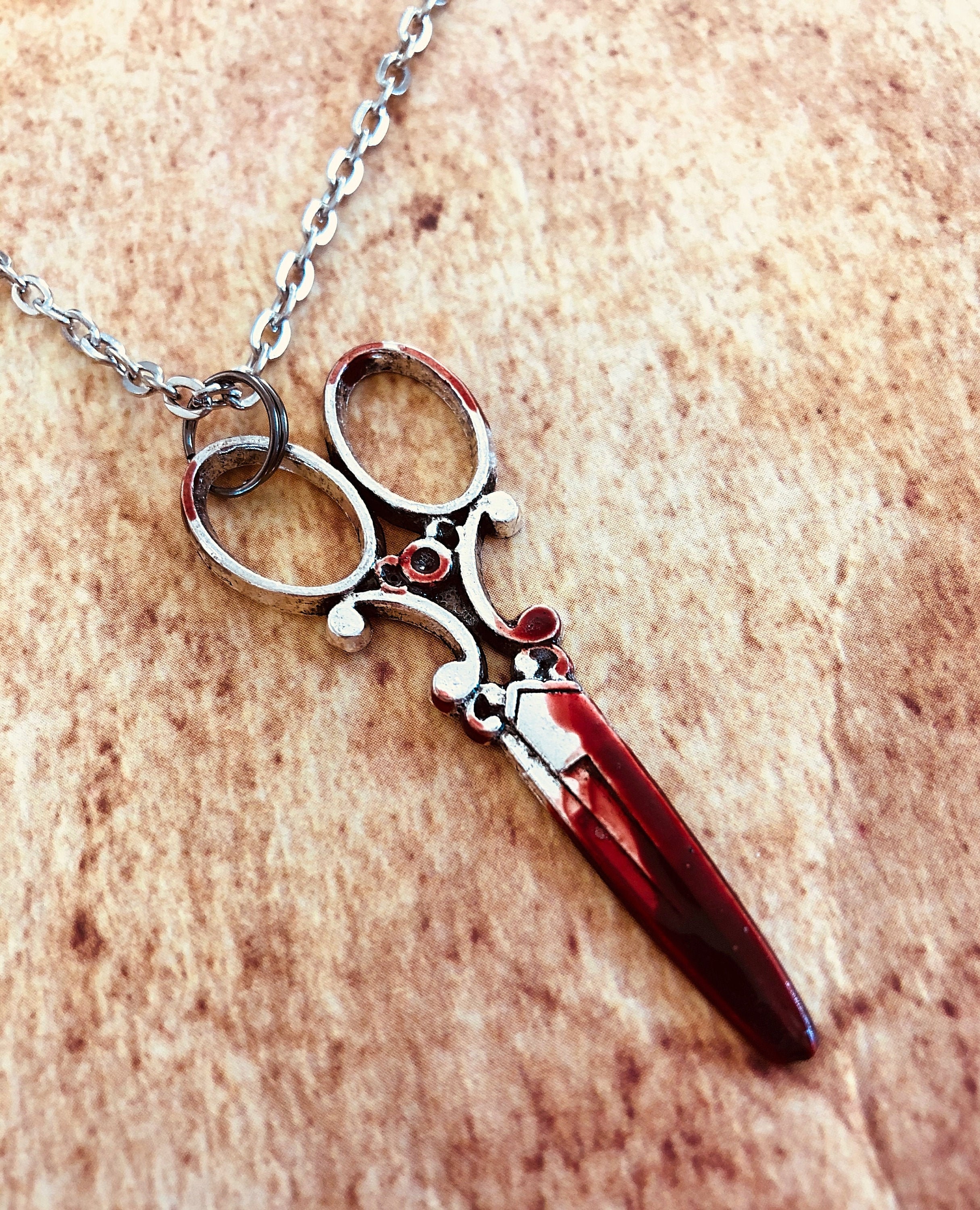 Bloody SCISSORS Necklace Demon Barber Horror Movie Fan | Etsy