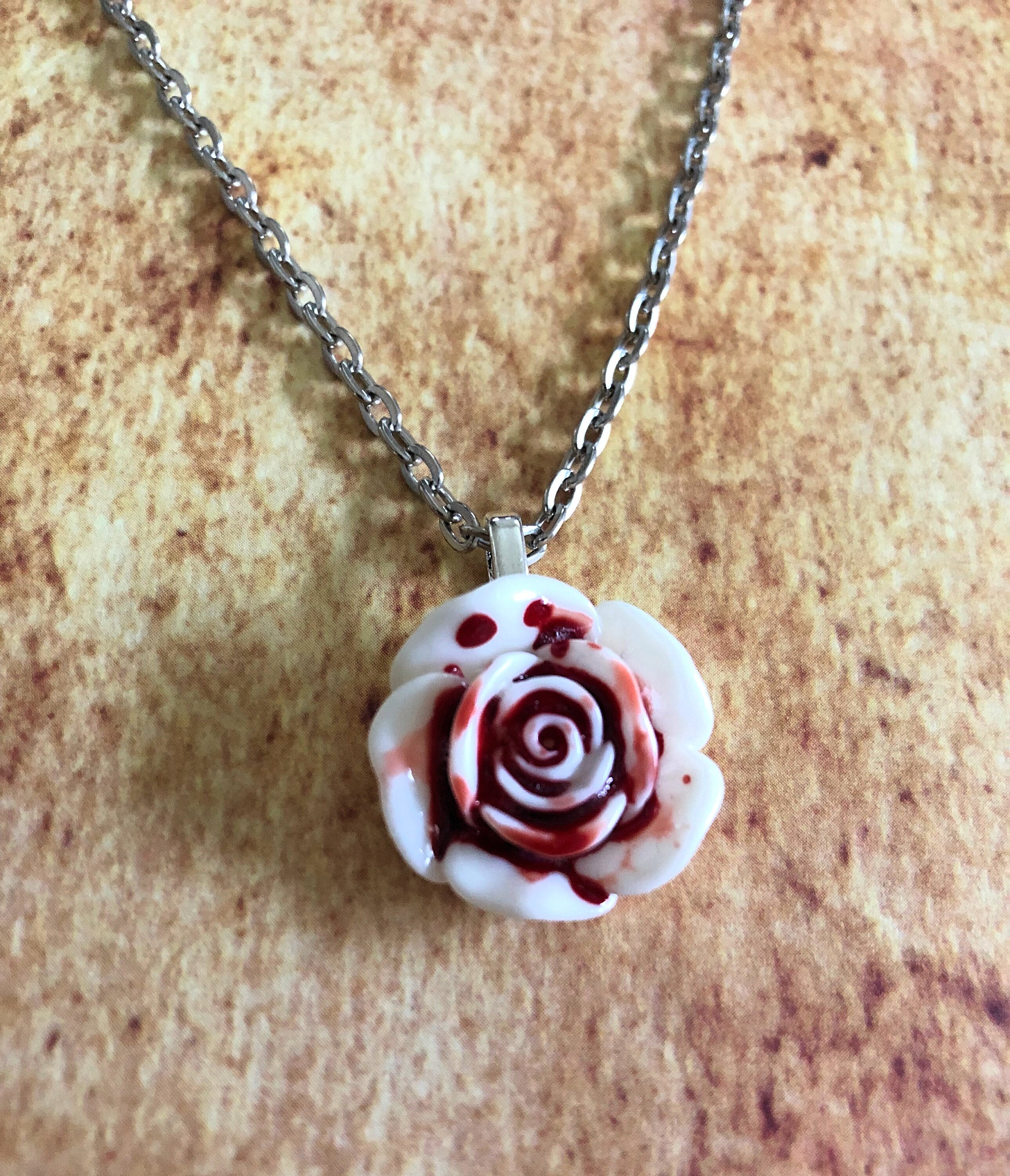 Horror NECKLACE Blood Rose Deep Red Horror Jewelry Gothic | Etsy