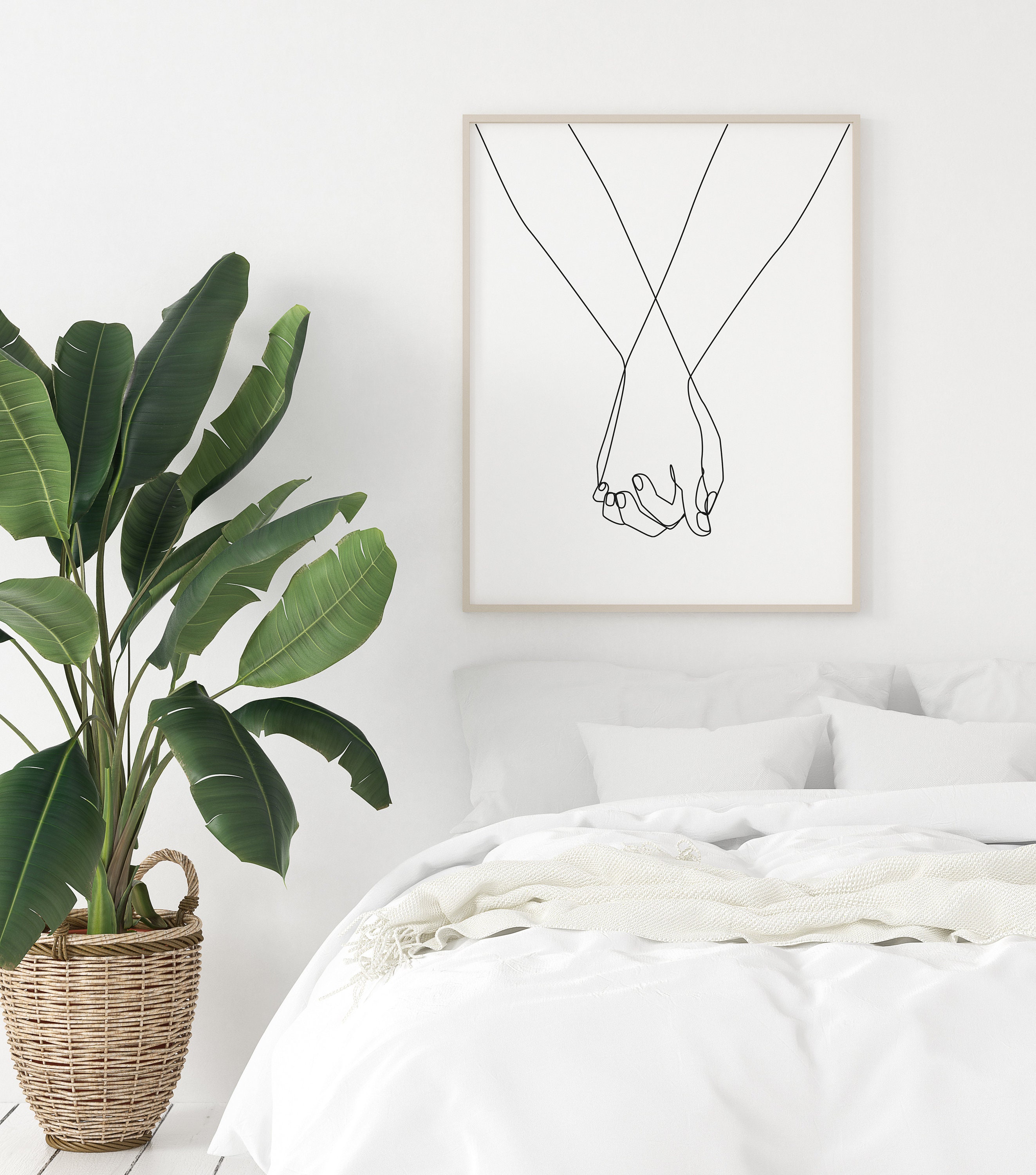 Hand poster Line drawing print Holding hands art Printable | Etsy