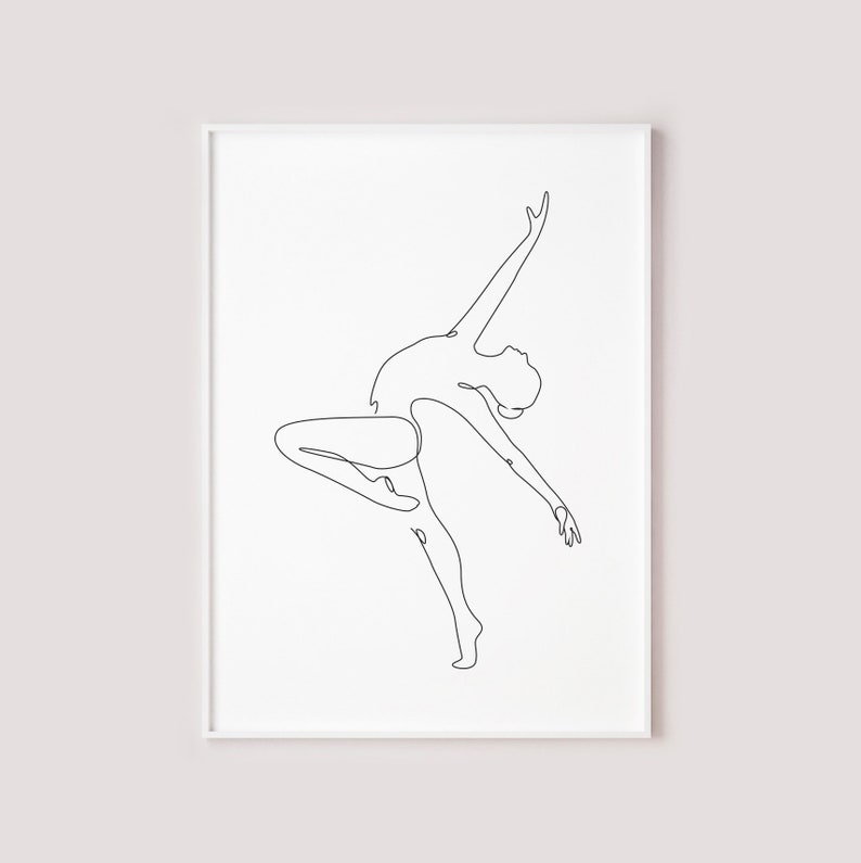 Dancer artwork One line drawing ballerina print Printable | Etsy