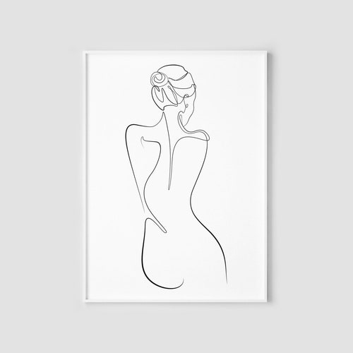 Abstract Female Face Print Printable One Line Drawing Etsy