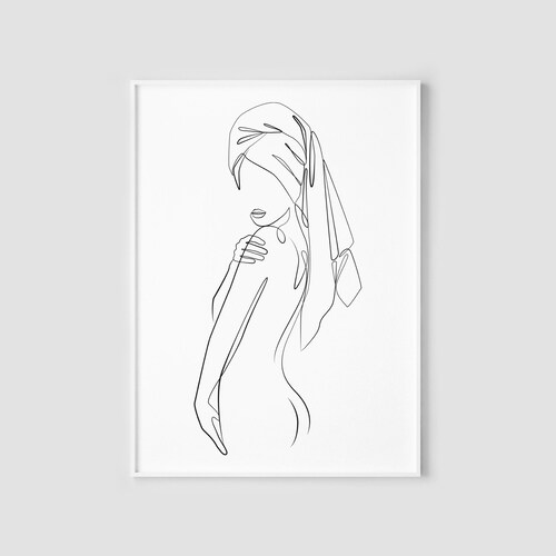 Line Drawing Woman Digital Download Female Body Art Woman Etsy