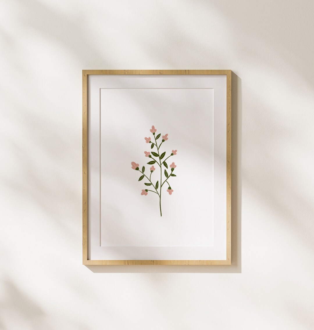 Pink Flower Art Print, Pink Flower Printable, Pink Floral Nursery ...