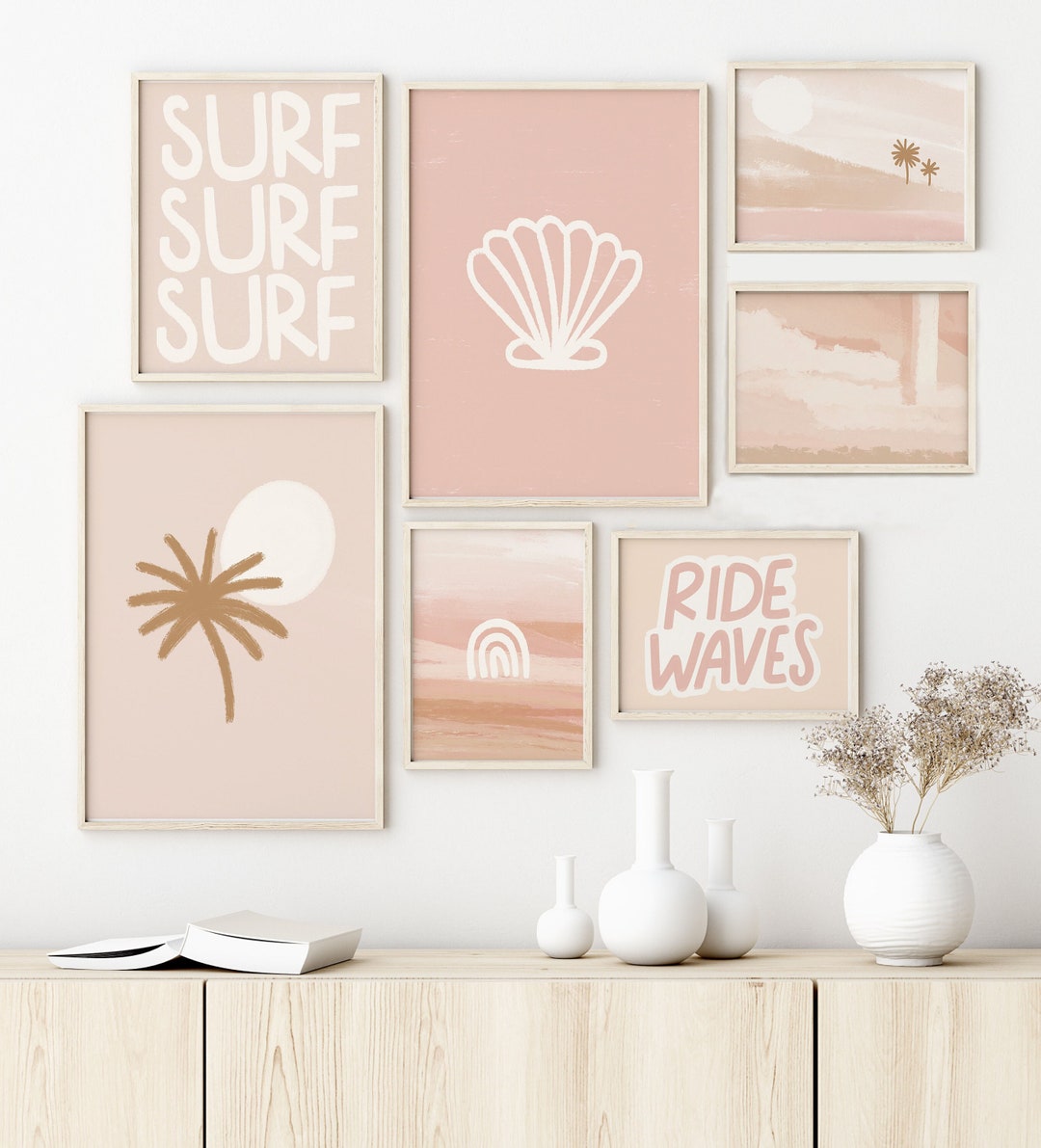 Set of 7 Boho Beach Prints, Boho Gallery Wall Prints, Surf Wall Print ...