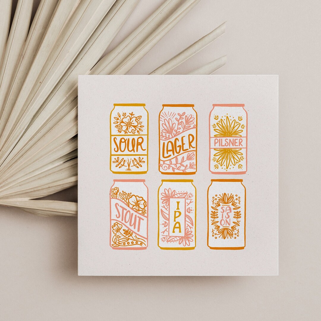 Beer Can Print, Stout Beer Print, Plant and Beer Print, IPA Beer Print ...