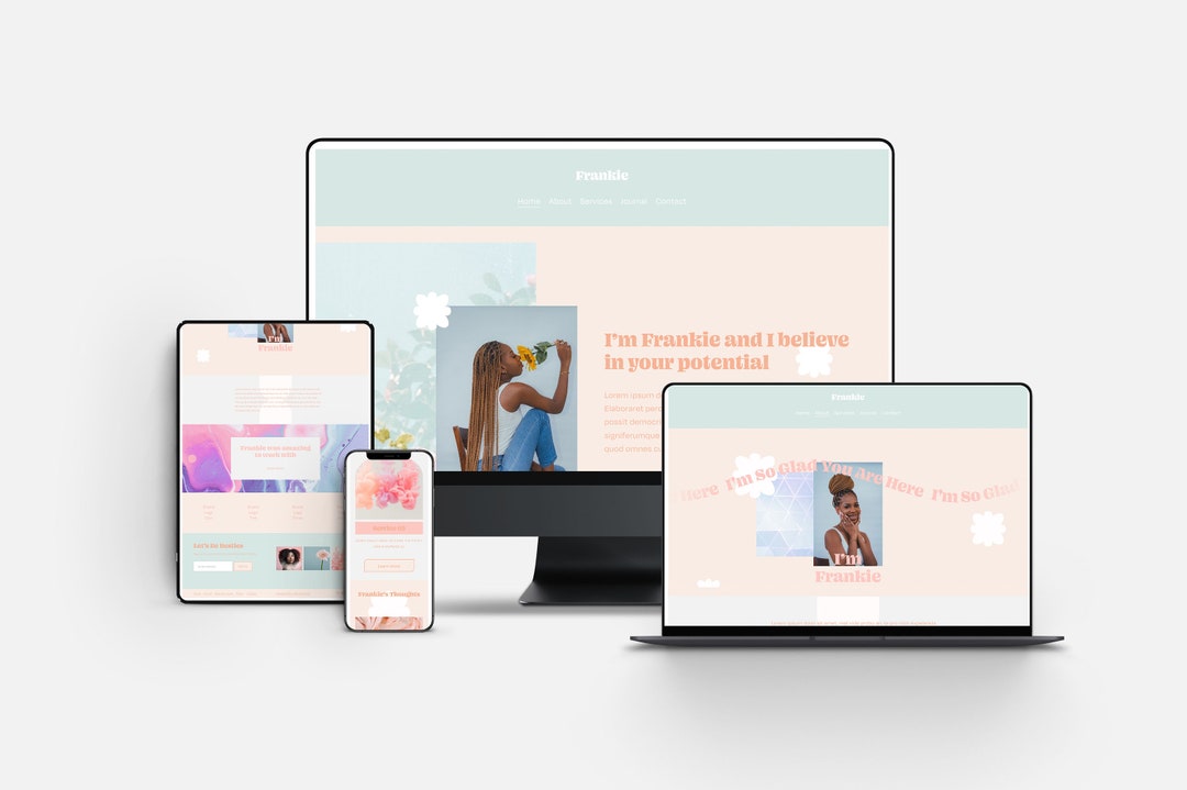Feminine Squarespace 7.1 Template, Pastel Website Template, Small ...
