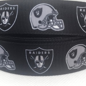 LAS VEGAS RAIDERS Inspired 7/8" or 1.5" Grosgrain Ribbon And/or ...