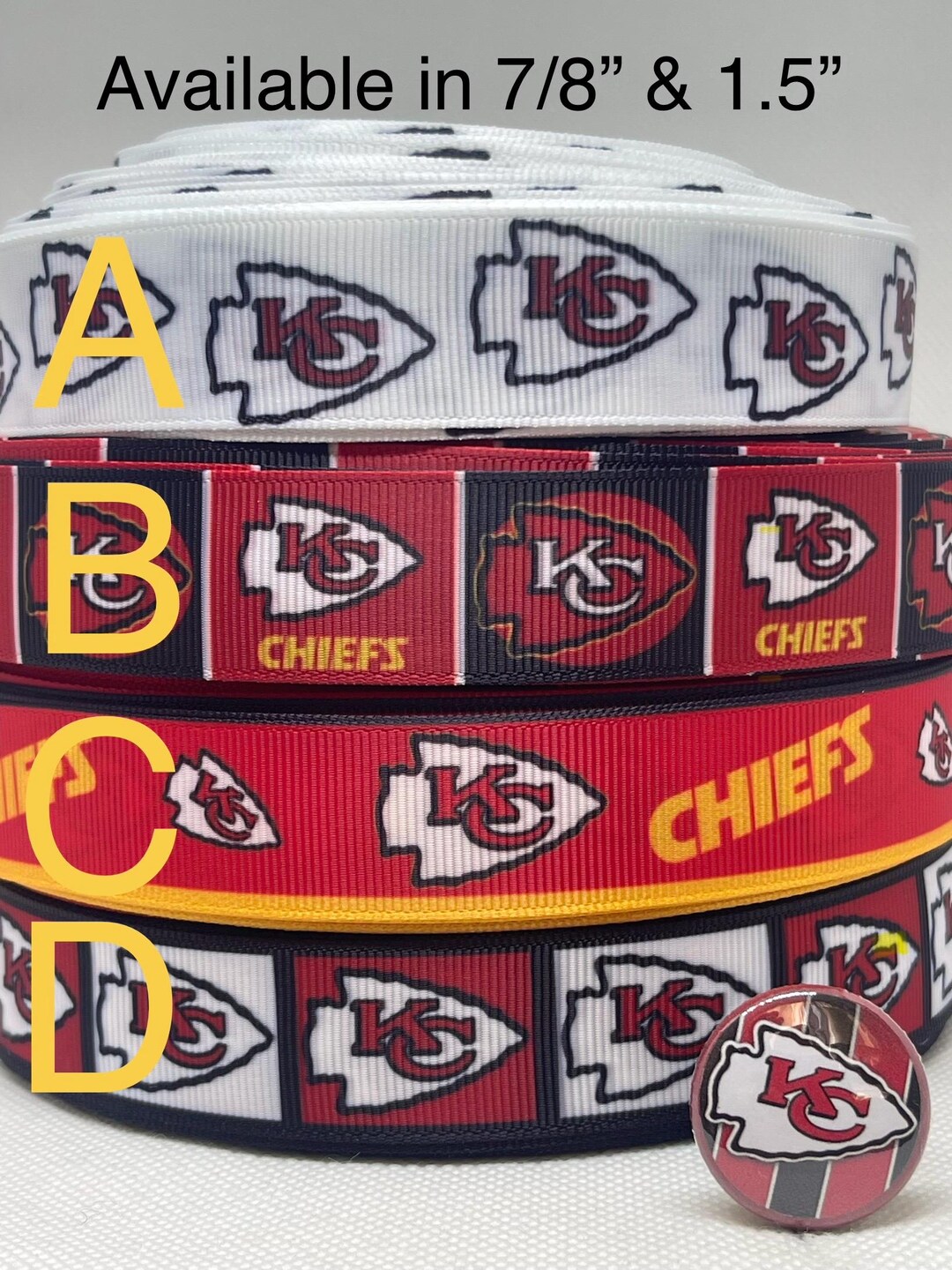 Kansas City Chiefs Inspired 7/8" or 1.5" Grosgrain Ribbon And/or ...