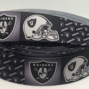 LAS VEGAS RAIDERS Inspired 7/8" or 1.5" Grosgrain Ribbon And/or ...