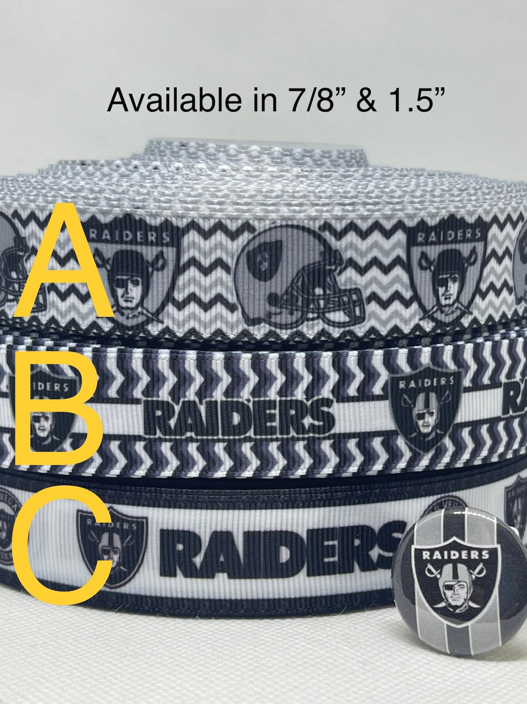 LAS VEGAS RAIDERS Inspired 7/8" & 1.5" Grosgrain Ribbon And/or ...