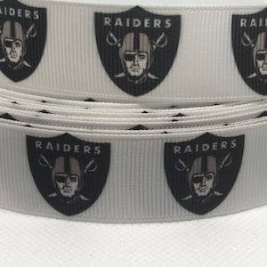 LAS VEGAS RAIDERS Inspired 7/8" or 1.5" Grosgrain Ribbon And/or ...