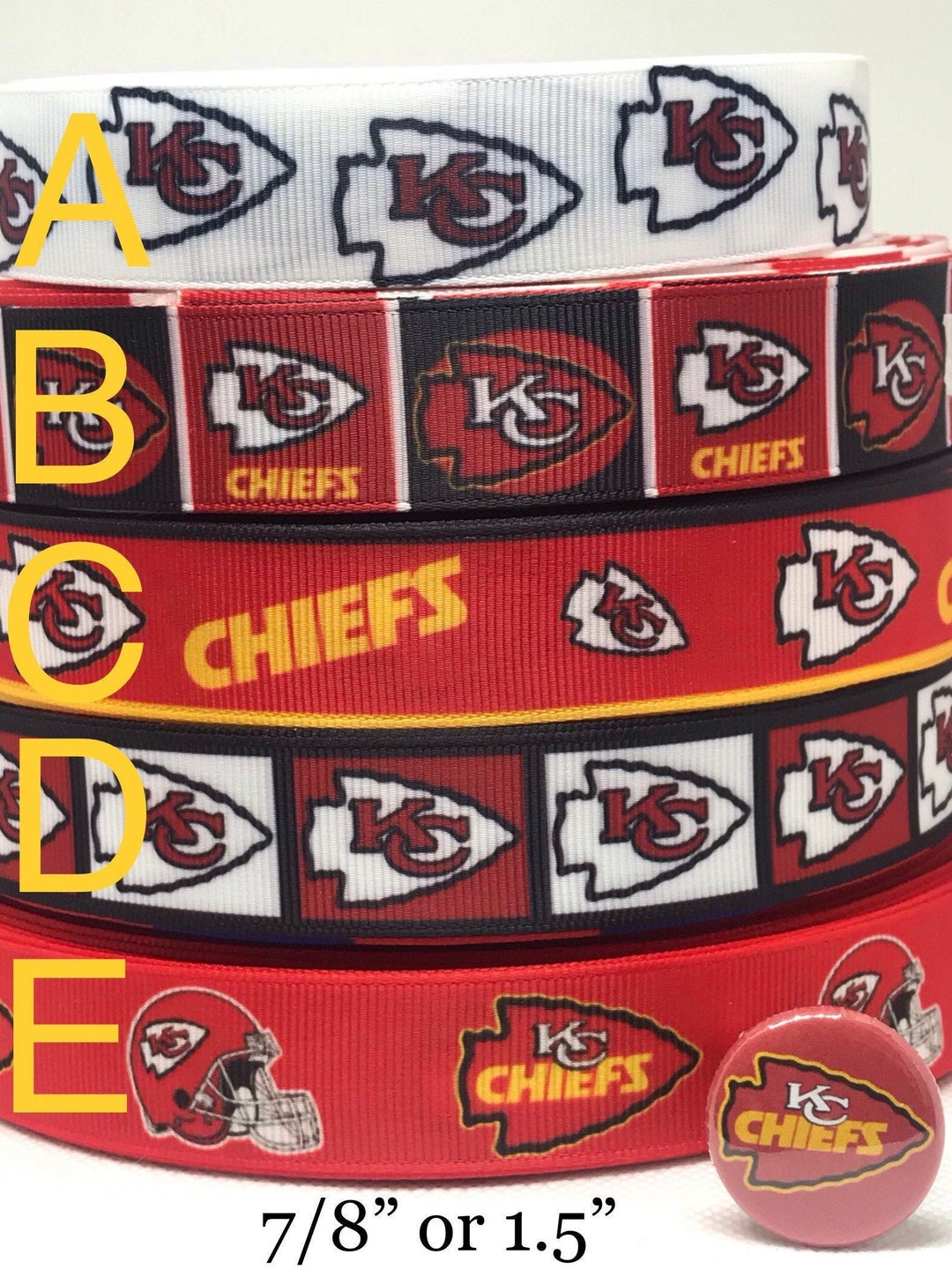 Kansas City Chiefs Inspired 7/8" or 1.5" Grosgrain Ribbon And/or ...