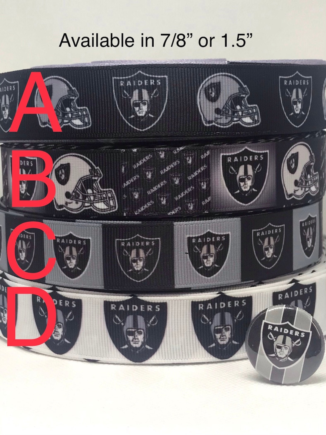 LAS VEGAS RAIDERS Inspired 7/8" or 1.5" Grosgrain Ribbon And/or ...