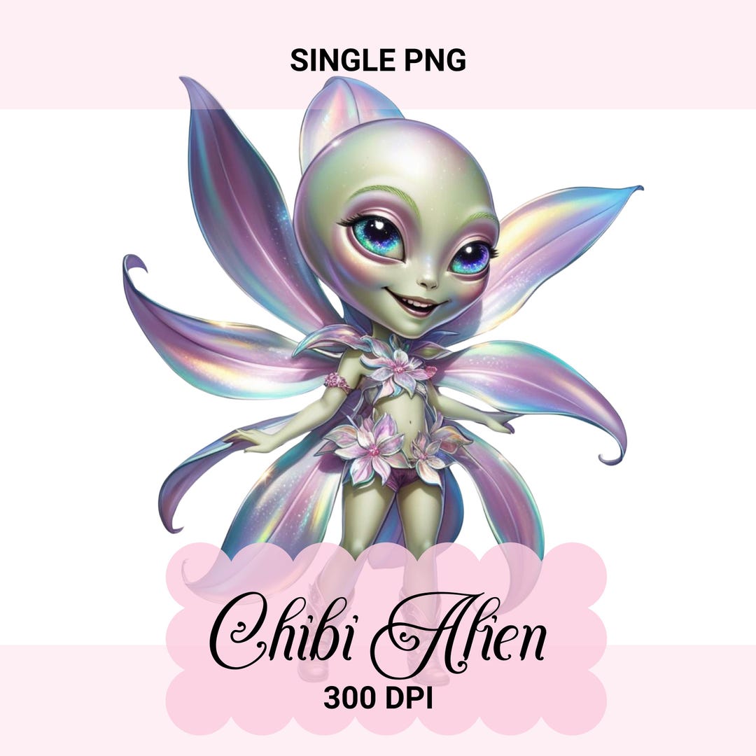 Chibi Alien Png, Cute Alien Girl Png, Fantasy Png, Iridescent Alien Png ...