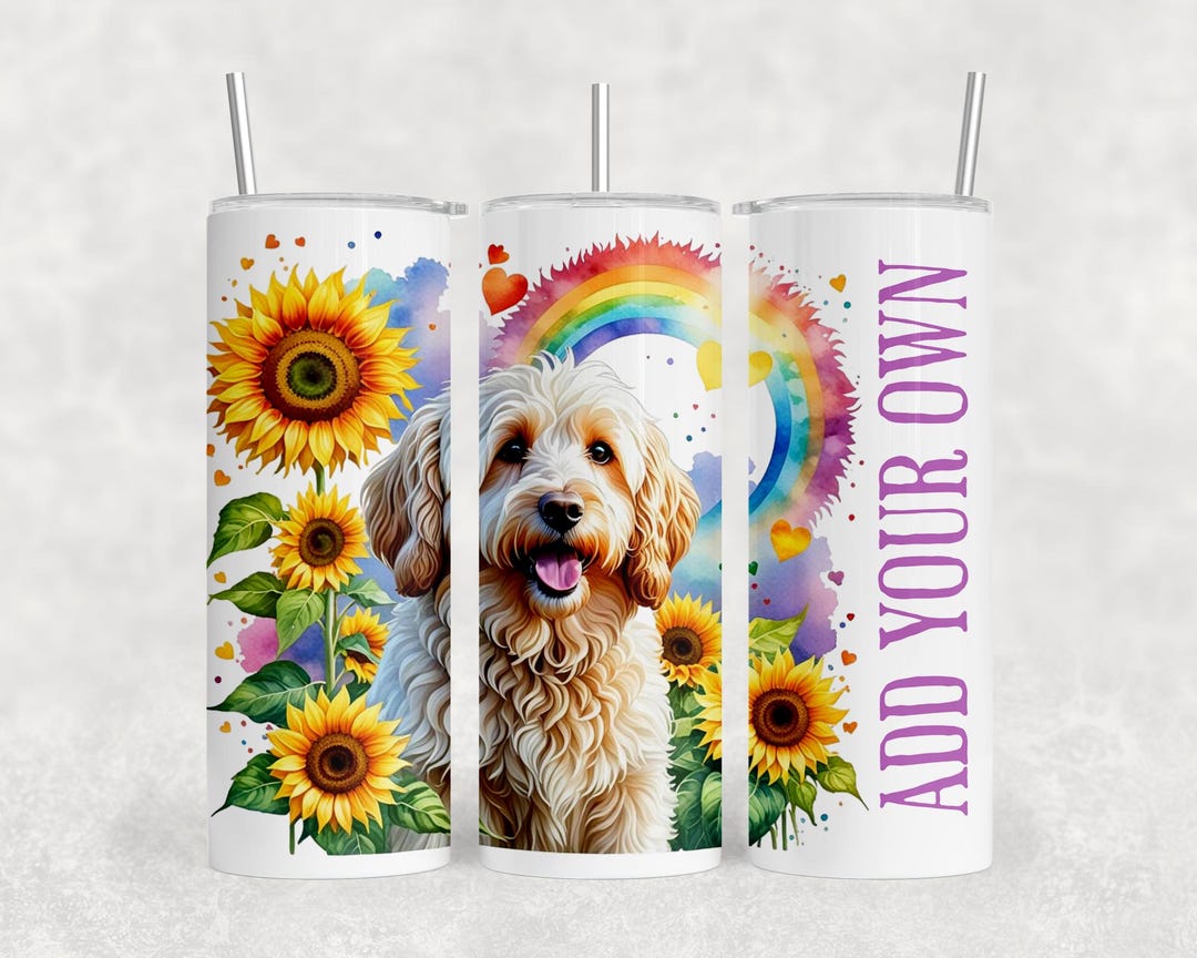 Cockapoo Dog Sunflower Rainbow Seamless Sublimation Tumbler PNG Design ...
