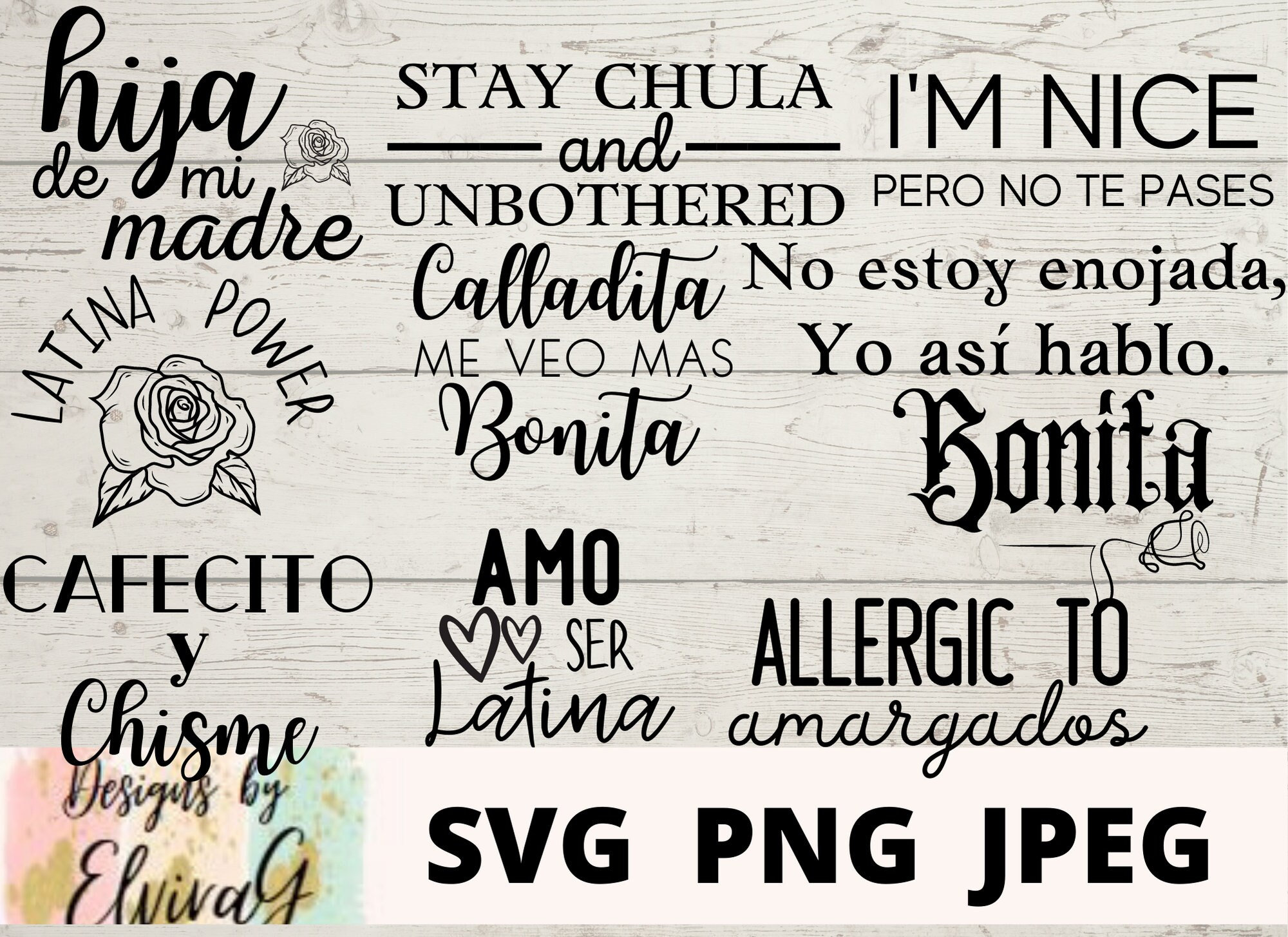 Latina Shirts Latina Designs Bundle SVG PNG JPEG Transparent, Spanish ...