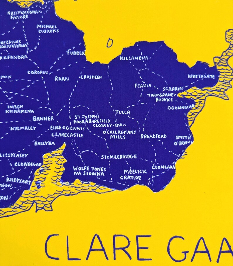 Clare GAA Club Map, 10 X 8in Print - Etsy