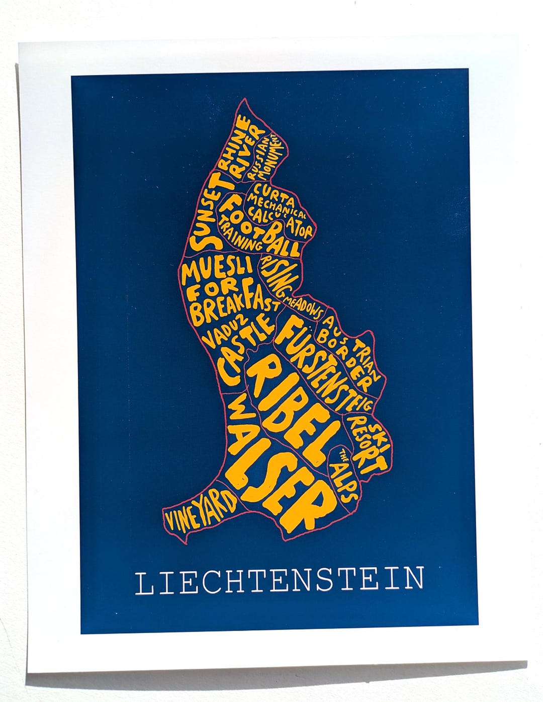 A Map of Liechtenstein I 10in X 8in Print - Etsy