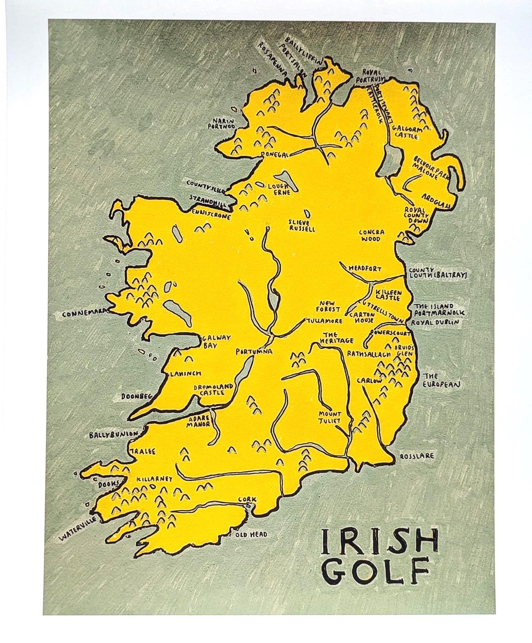 Ireland Golf Course Map | 10in X 8in Print - Etsy