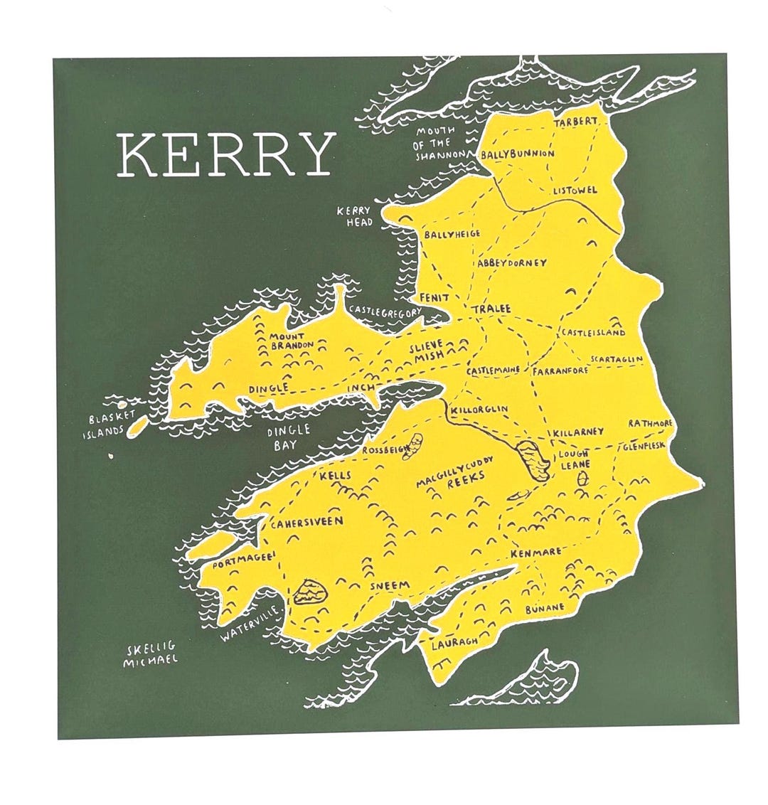 County Kerry Ireland Map - Etsy