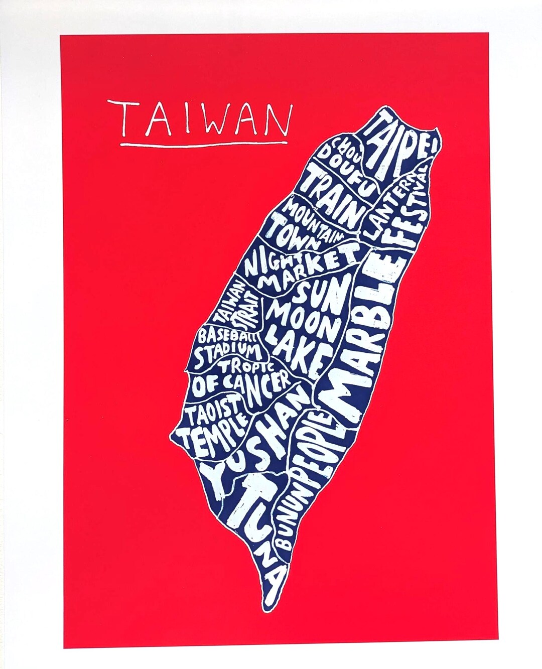 Taiwan Map Art I 10in X 8in Print - Etsy